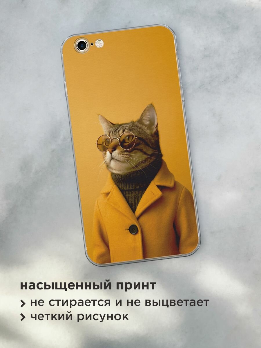 Чехол на Apple iPhone 6 Plus/6S Plus / Айфон 6 Плюс/Айфон 6С Плюс с принтом "Деловой кот в пальто" — фото 1