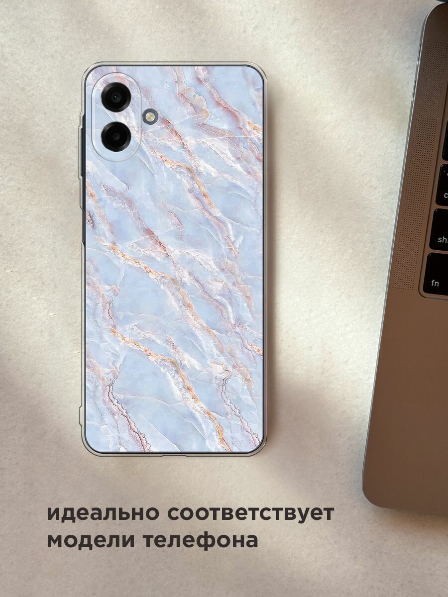 Чехол на Samsung Galaxy A07 / Самсунг А07 с принтом "Сиреневый мрамор" — фото 1
