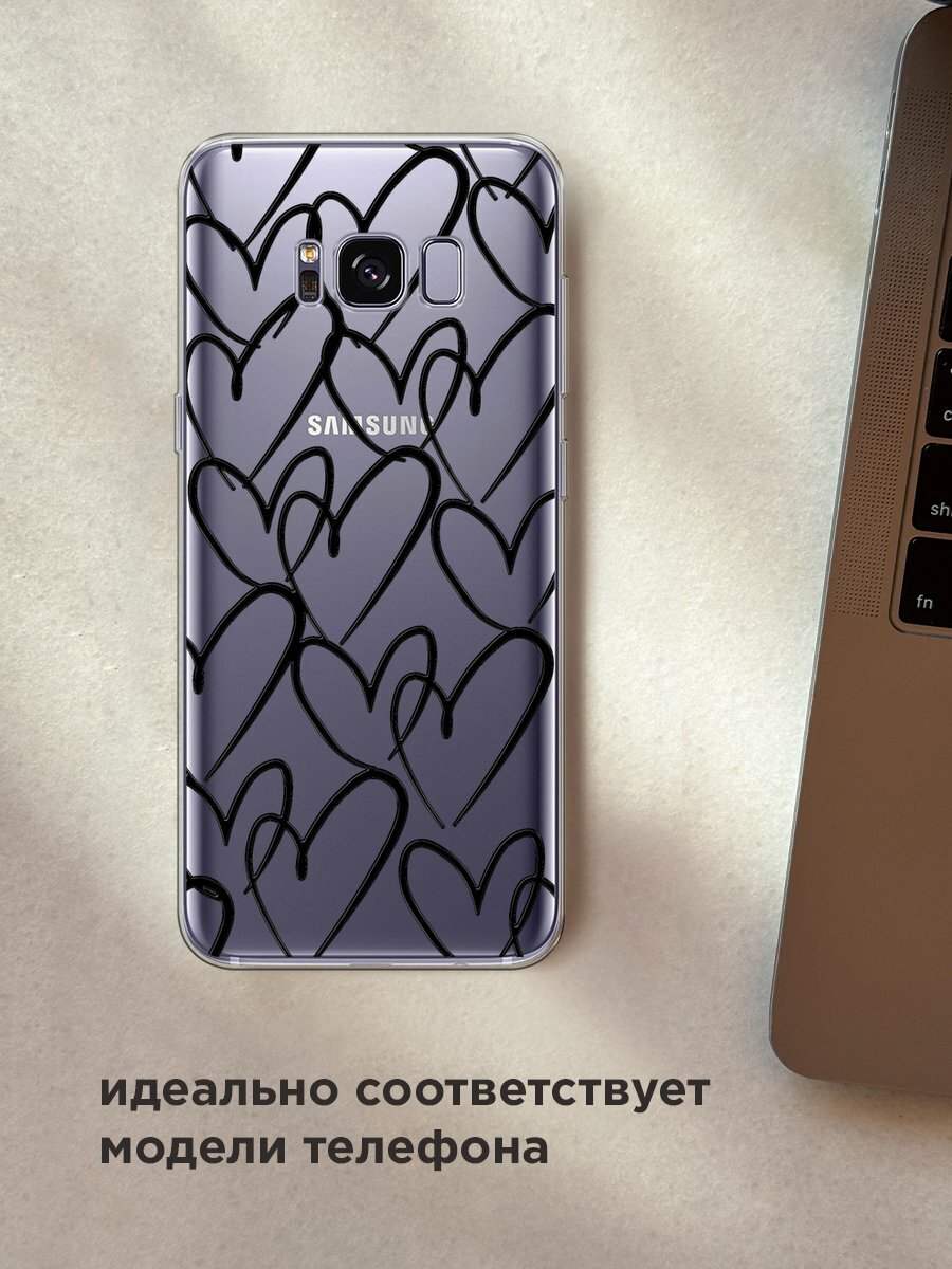 Чехол на Samsung Galaxy S8 + / Самсунг Галакси С8 Плюс с принтом "Hearts doodle black 1" — фото 1