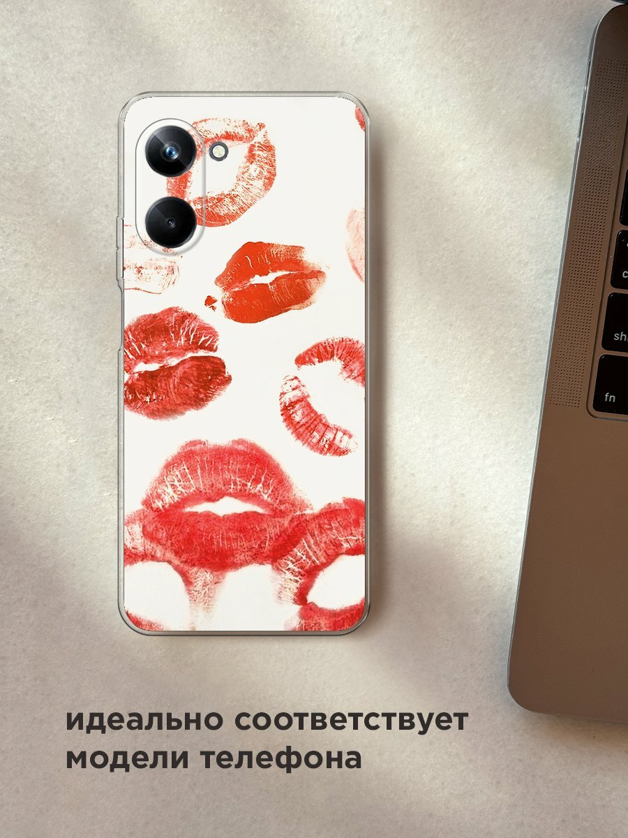 Чехол на Realme 10 Pro / Реалми 10 Про с принтом Следы помады — фото 1