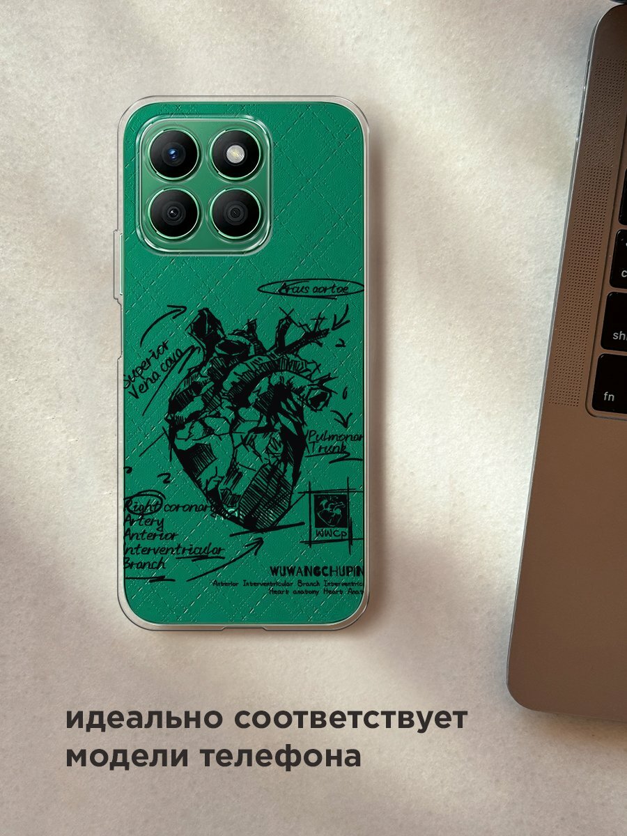 Чехол на Honor X8B / Хонор X8B с принтом "Анатомическое сердце 2", прозрачный — фото 1