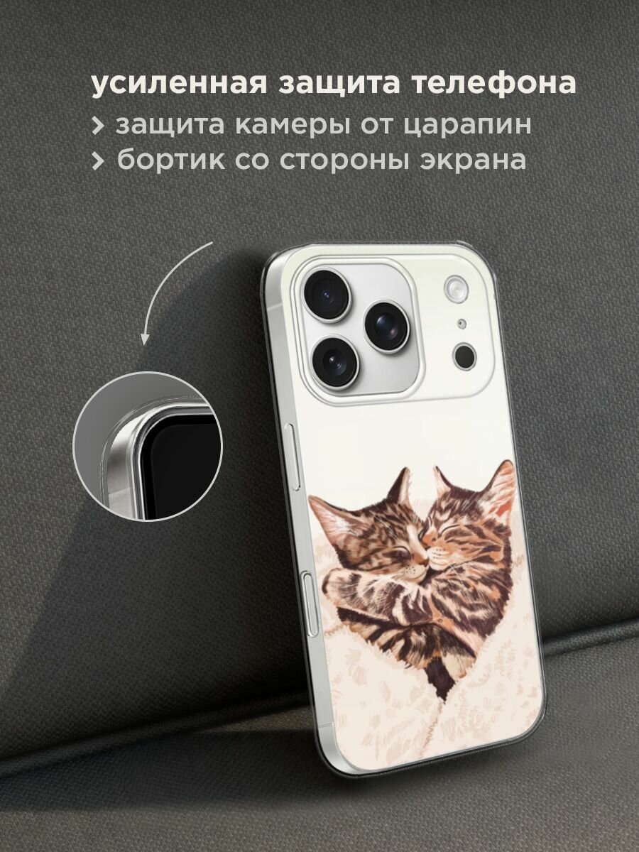 Чехол на Apple iPhone 17 Pro / Айфон 17 Про с принтом "Влюбленные котейки - 14 февраля" — фото 1