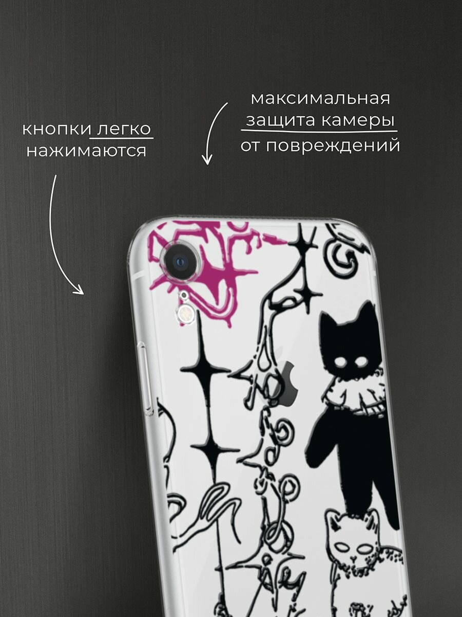 Чехол на Apple iPhone XR / Айфон XR с принтом "Готические котики" — фото 1