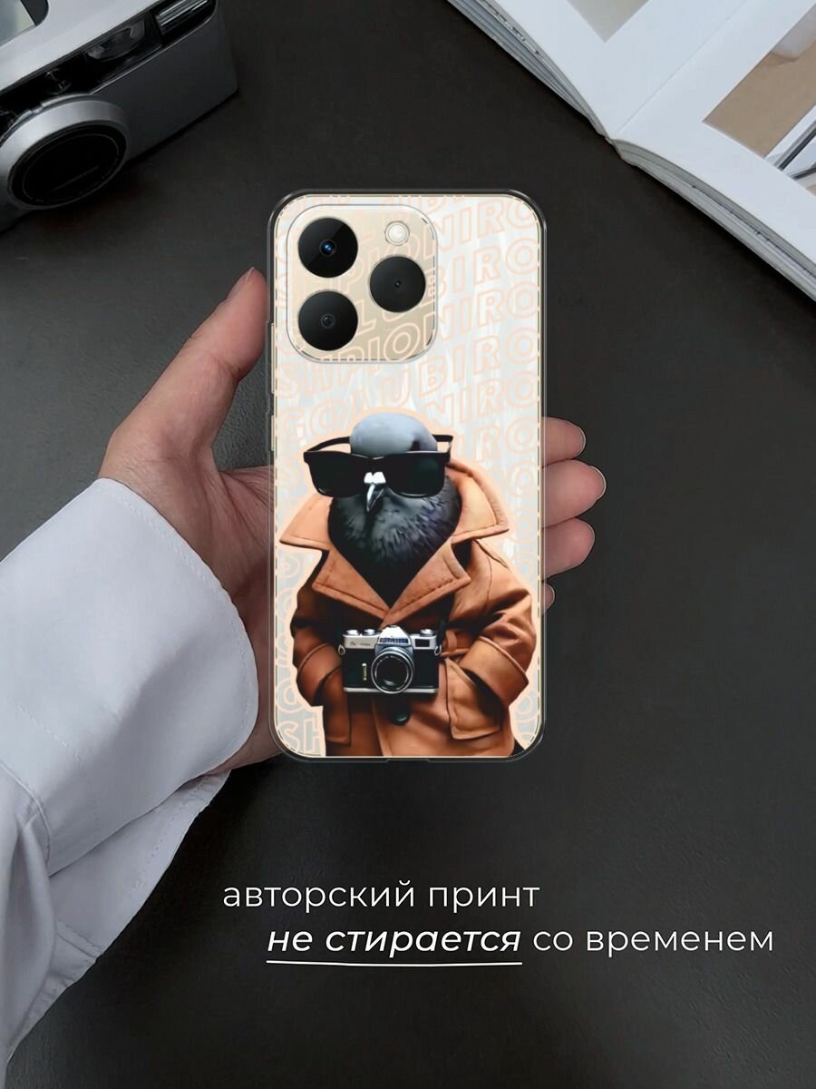 Чехол на Realme 15T / Реалми 15Т с принтом "Шпиониро голубиро 2", прозрачный — фото 1