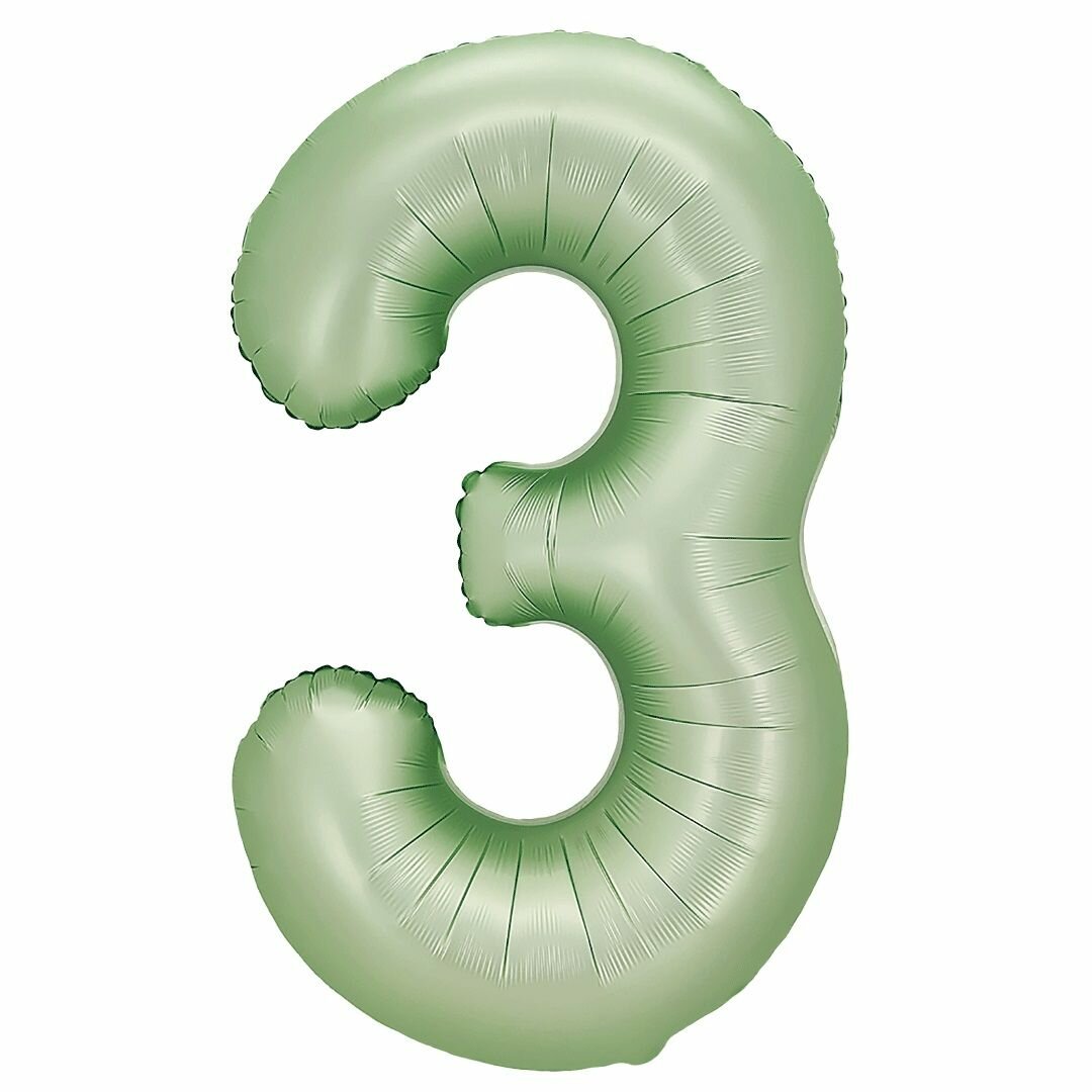 Шар фольгированный Falali 40', 102 см Цифра 3, Авокадо, Сатин