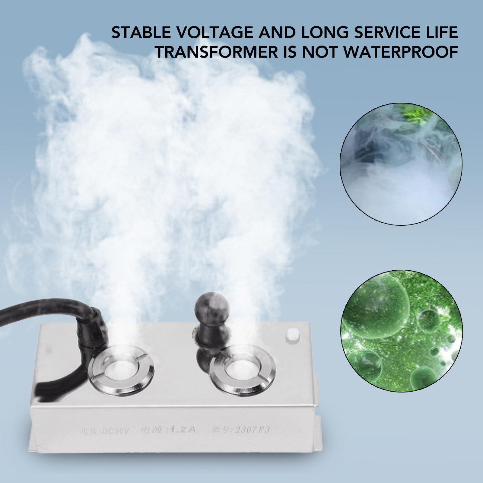 Ультразвуковой туманообразователь, ультразвуковой туманообразователь из нержавеющей стали для теплиц, садов, газонов, прудов, AC100 240V, вилка стандарта США