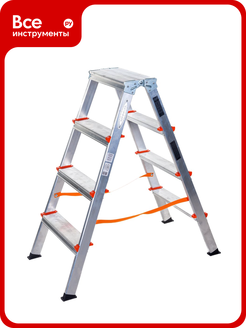 Алюминиевая конструкция с четырьмя ступенями и максимальной нагрузкой 150 кг, высота 2.94 м, легкая и компактная для работы на высоте 3.31 кг