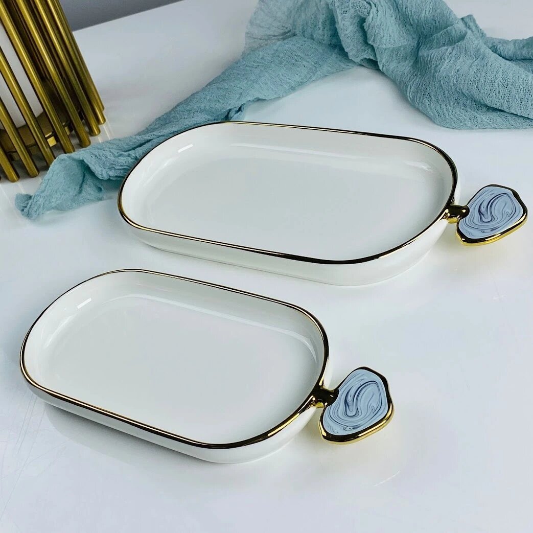 Набор из 2 овальных блюд 25х11х2,5/30,5х14х3см лазурит Фарфор 133-469 118-133-469