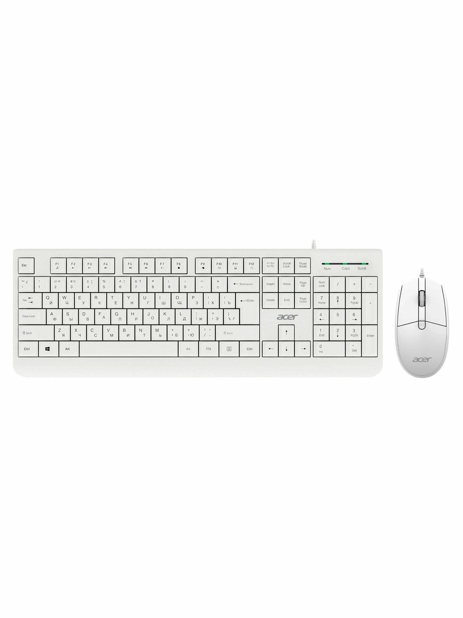 Клавиатура + мышь Acer OCC400 клав: белый мышь: белый USB (ZL. ACCCC.014)