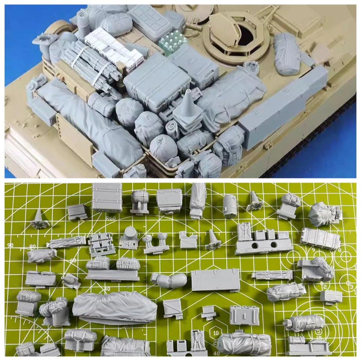 Прецизионная форма для литья смолы 1/35, упаковка M1A1-M1A2 с автомобилем для накопления сцены, модель игрушки, неокрашенная