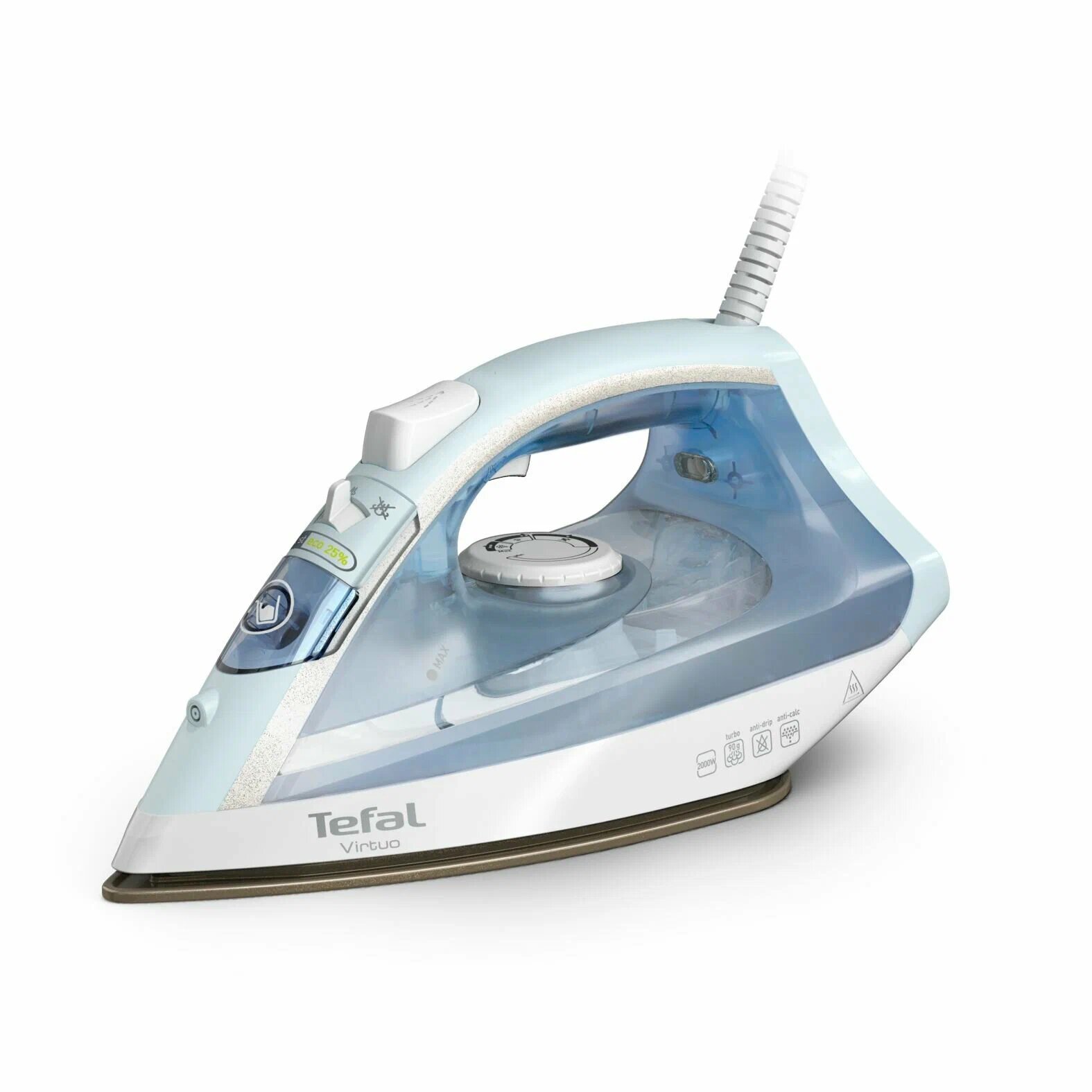 Утюг Tefal FV1R15F1 голубой/белый, 2000 Вт, антипригарное покрытие, электронное управление