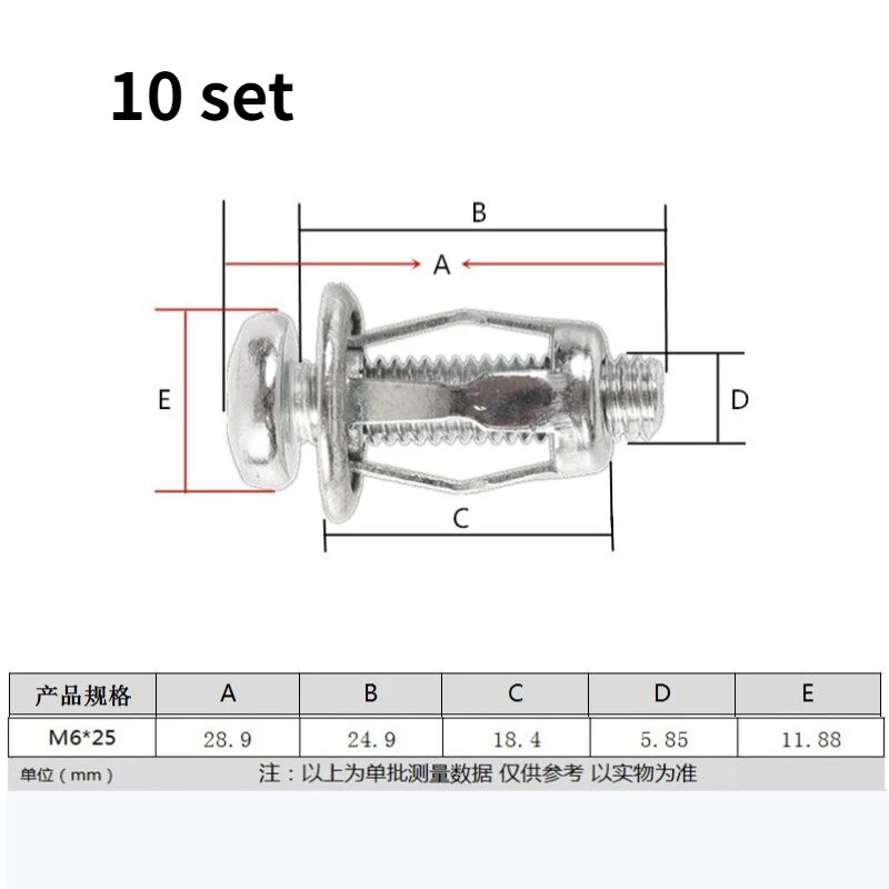 Заклепки M6x25mm, 10 шт. для номерного знака
