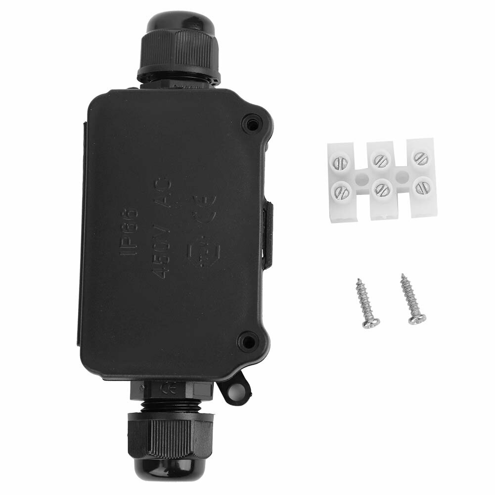 Водонепроницаемая распределительная коробка IP66, 2-канальный, черный, пылезащитный корпус для разъема распределительного кабеля