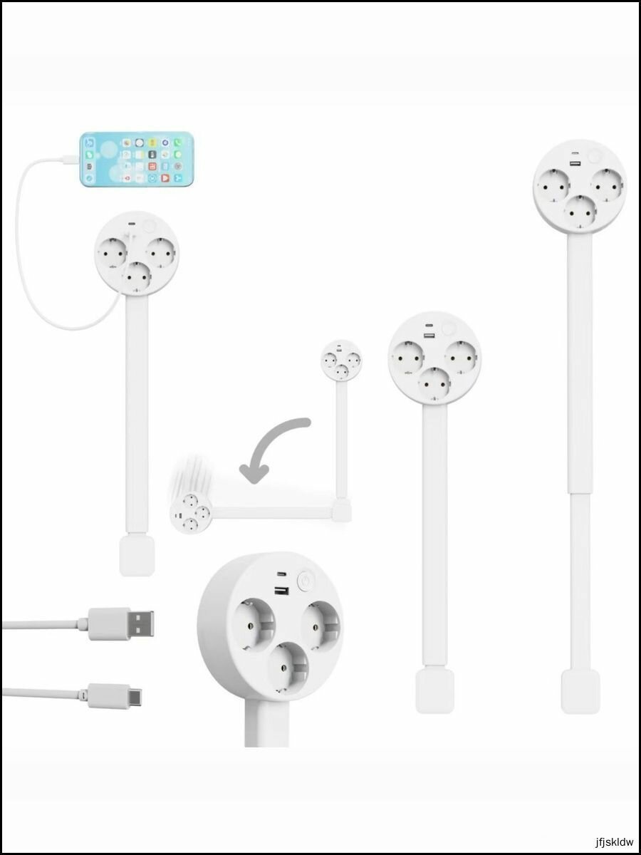 Колодка для удлинителя электрическая розеточная с зазeмлением с выключателем 5 гнезда Поворотный