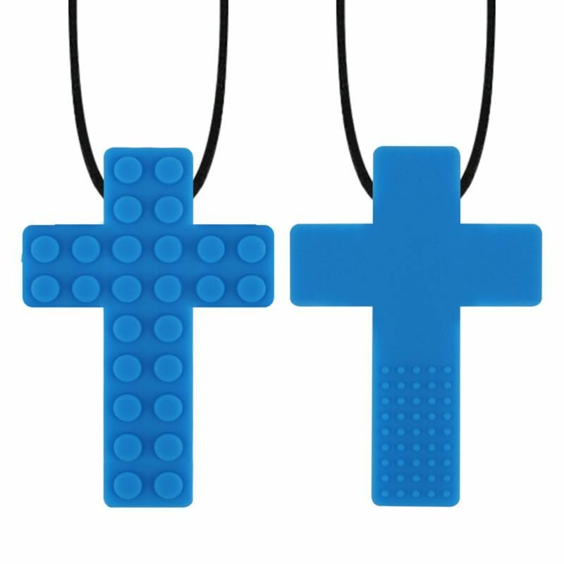 Сенсорное колье-жеватель для детей, Синий