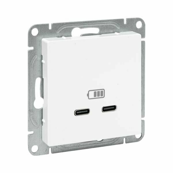 Розетка 2-м СП Эпика USB-C механизм бел. EKF UP1-SOW-2USBC