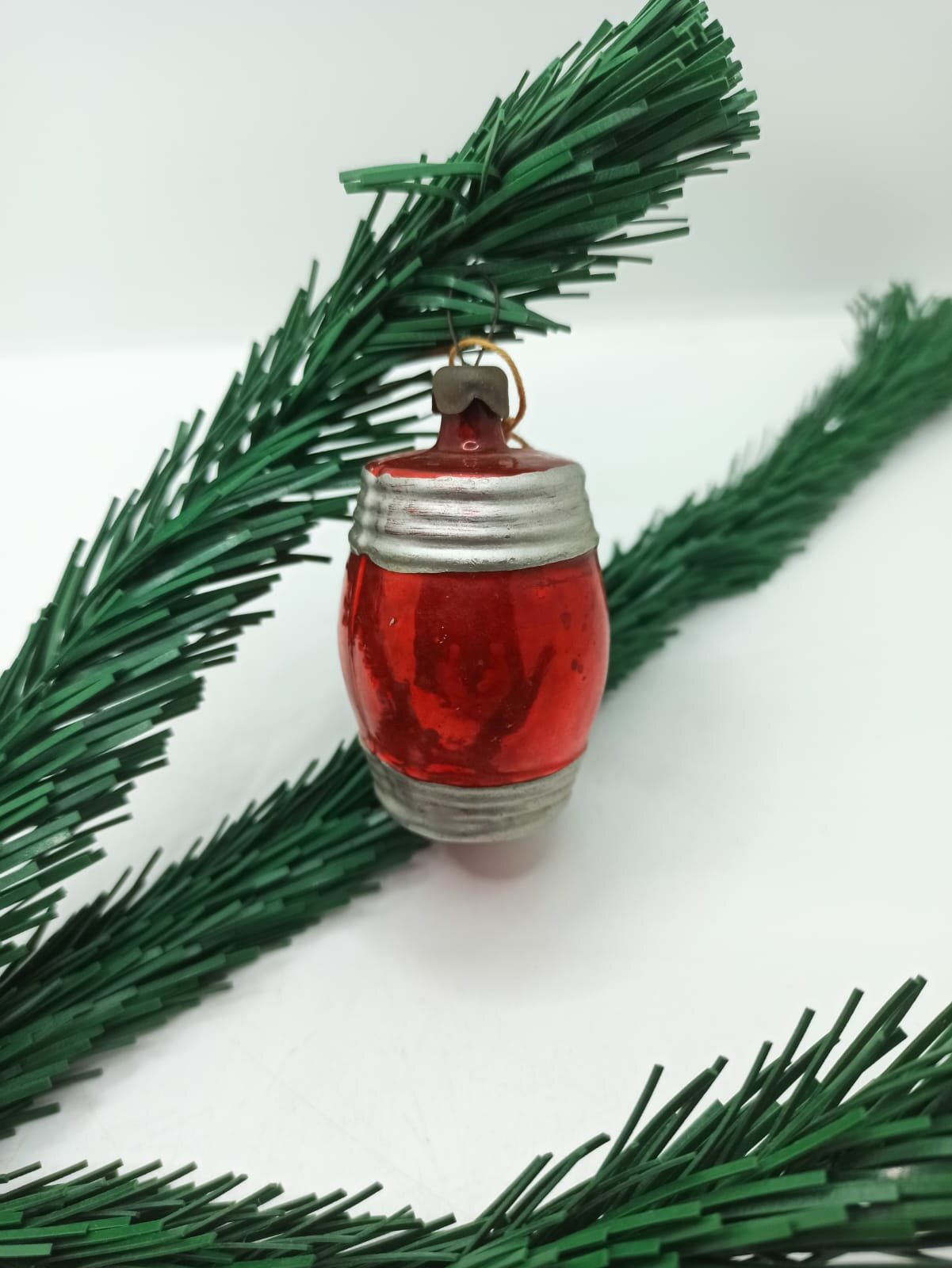 Елочная игрушка Бочка винтажная советская, стекло, СССР