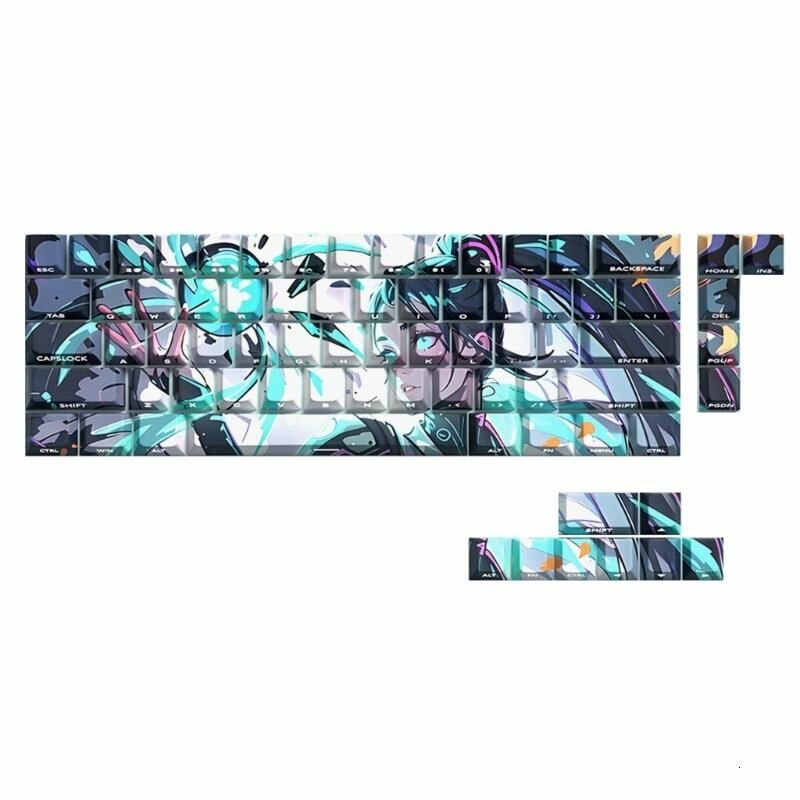 74-клавишные PBT кейкапы с аниме-принтом