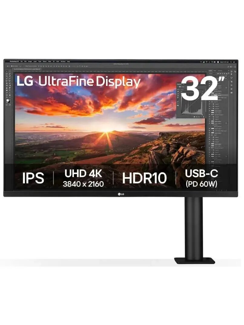 Монитор 31.5" LG UltraFine 32UN880K-B, IPS, 60Гц, 16:9, Черный