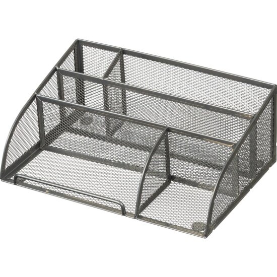 Подставка-органайзер Комус д/канц. мелочей 5отд мет сетка 255х180х105мм сере