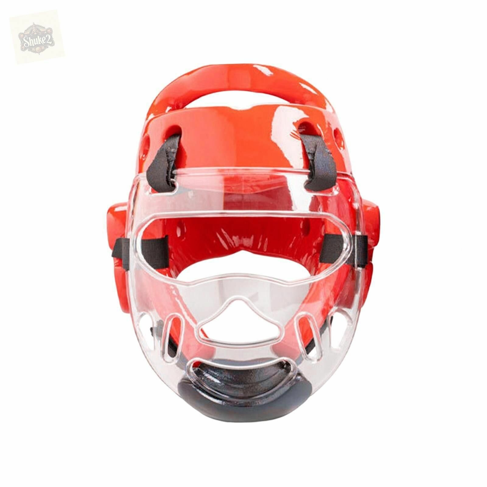 Головной убор для тхэквондо. Защитное снаряжение. Защитная маска для лица. Красный На рост 140-160 см