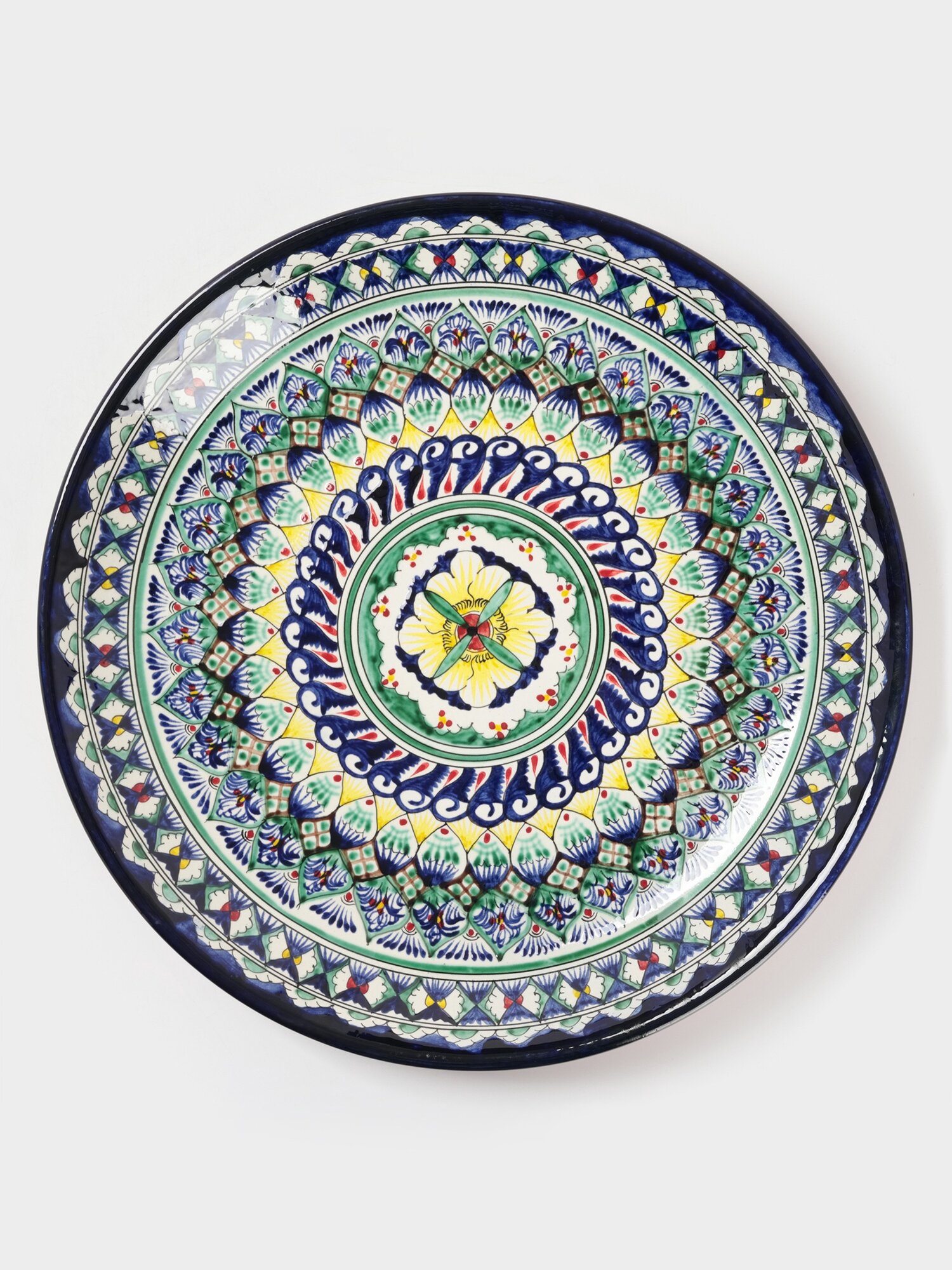 Ляган узбекский Риштанская Керамика «Узоры», d=36 см, синий, микс