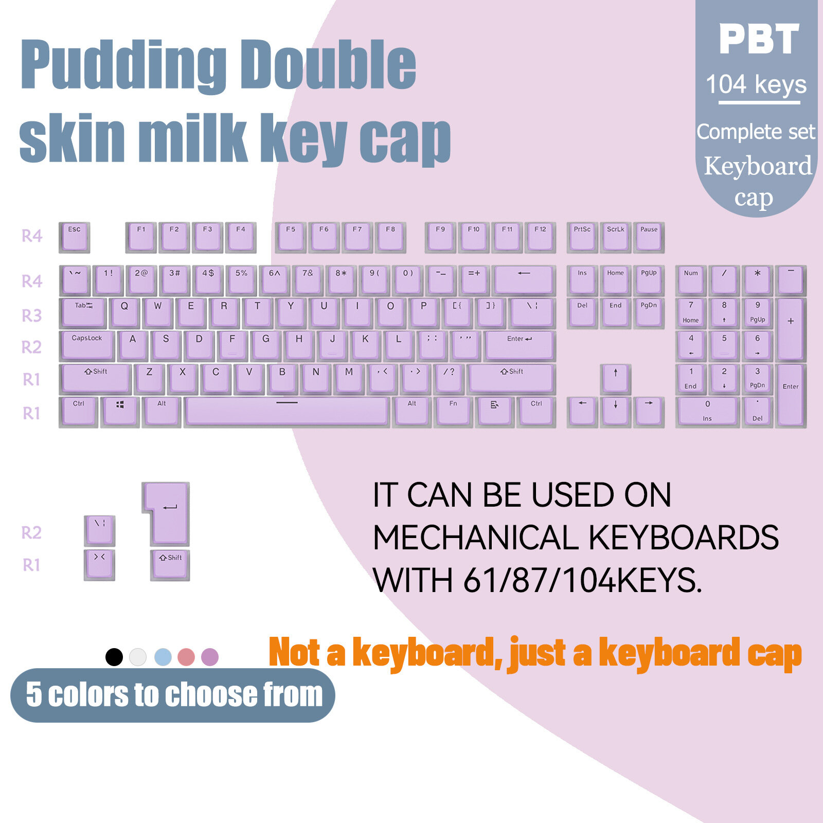 PBT Двухслойный Пудинг Крем Закрытый Персонаж Прозрачный 1048761 Клавиша Механическая Клавиатура Универсальный Кейкап