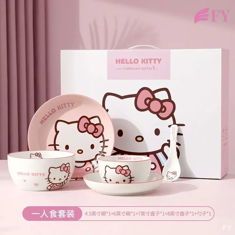 MINISO керамическая посуда Hello Kitty для детей 3+, Розовый, Унисекс