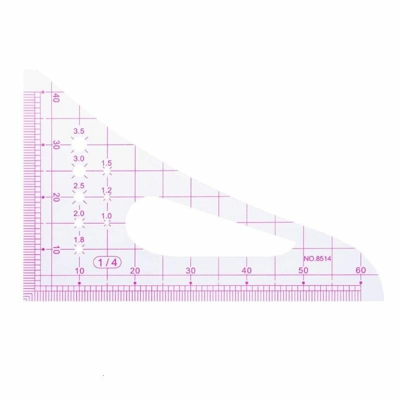Многофункциональная пластиковая линейка для пэчворка, квилтинга и шитья, Треугольная шкала 851