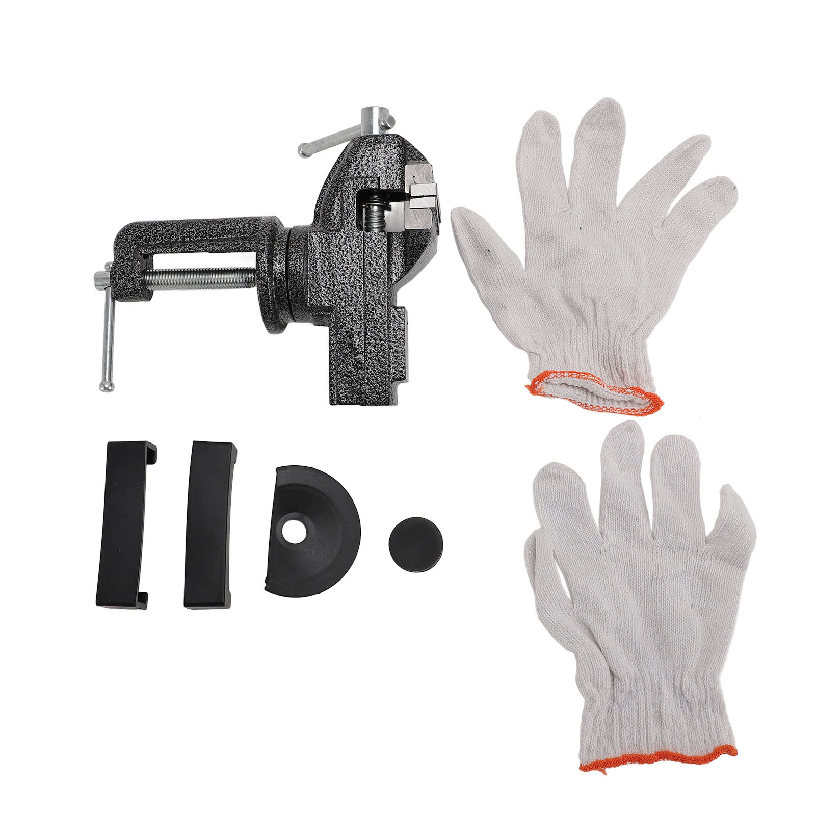 Зажимные тиски для стола, вращающиеся на 360 градусов, универсальные мини-тиски для верстака, ширина раскрытия губок 75 мм, максимальная сила зажима 62 мм, черные.