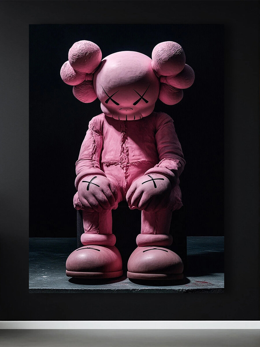 Картина интерьерная на стену - "KAWS / кавс, Mickey Mouse" , 60х80 см.
