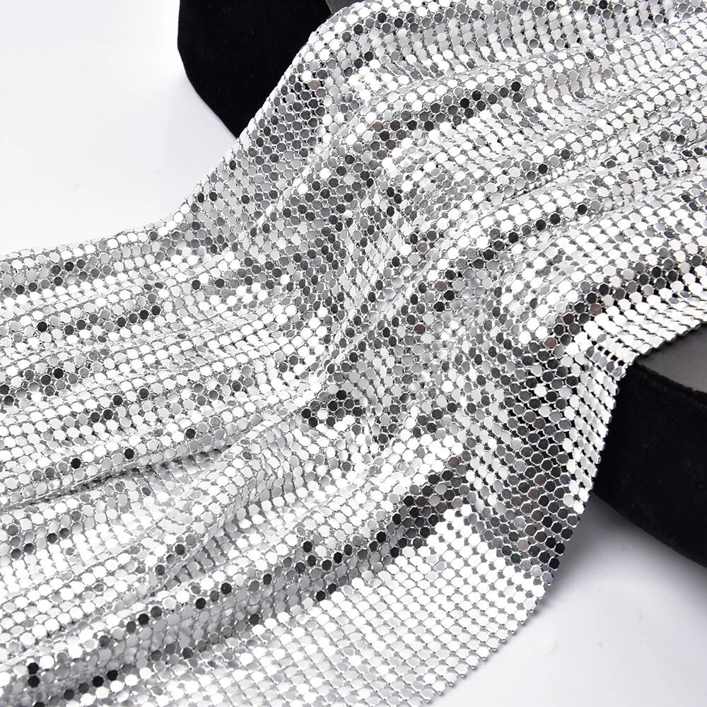 Блестящая металлическая сетчатая ткань 45x150 см для рукоделия