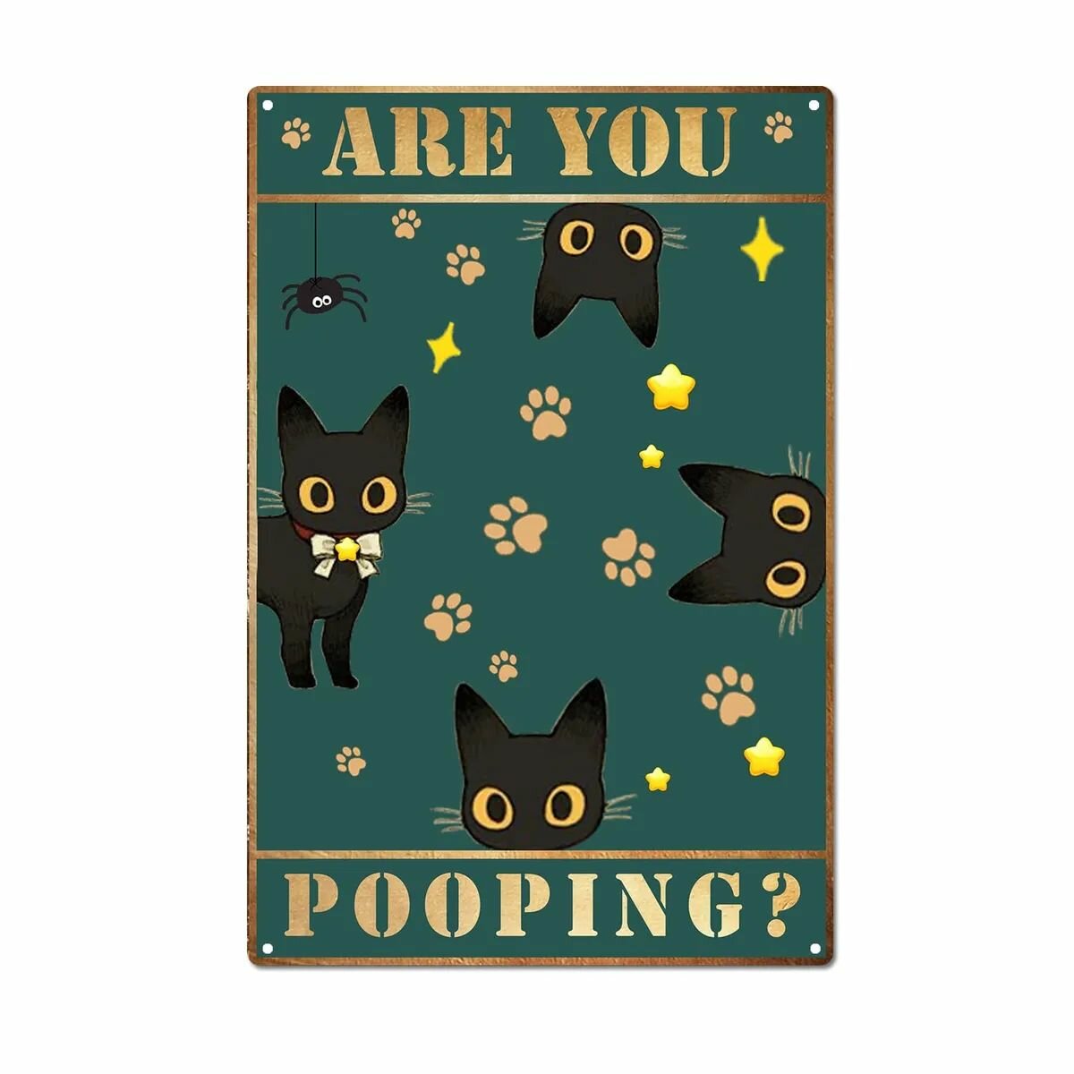 Жестяная табличка в интерьере, 20x30 см, с рисунком Кот, прочная