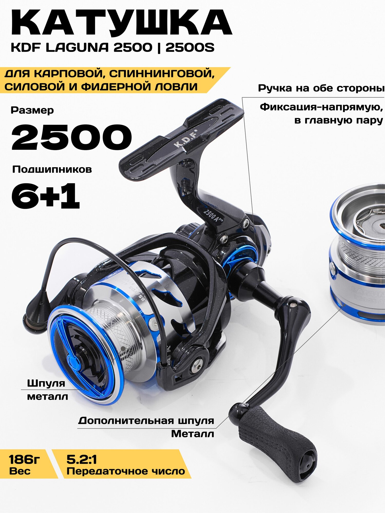 Катушка спиннинговая KDF Laguna 2500/2500S