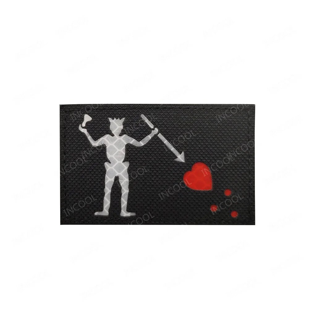 Светоотражающие вышитые патчи "Черная Борода" Черный, 13 Reflective 8X5CM