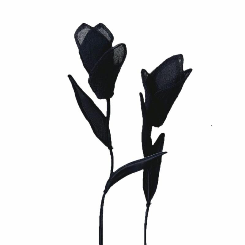 3D Тканевые цветы для аппликаций, Черный