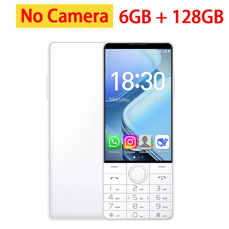 DOOV R70 4G умная клавиатура с сенсорным экраном мобильный телефон без камеры 6 ГБ + 128 ГБ 2600 мАч 4,0-дюймовый смартфон Android иврит клавиатура Hebrew keyboard, Белый, белый