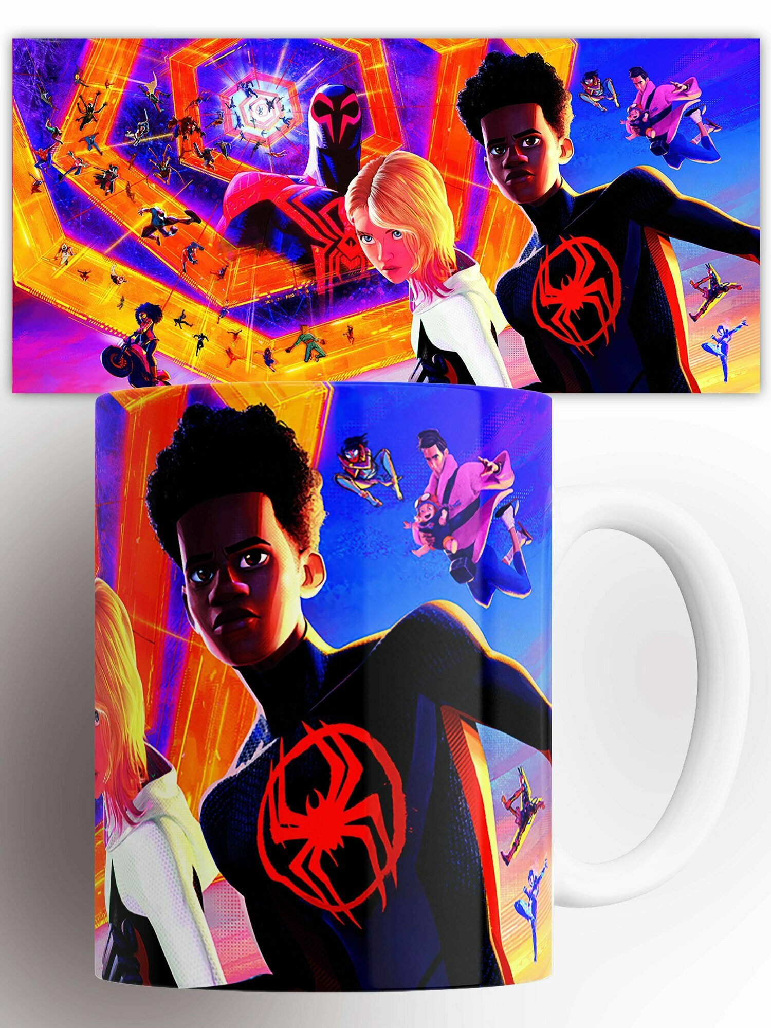 Кружка Человек-паук: Паутина вселенных Spider-Man: Into the Spider-Verse Майлз Моралез Гвен Паук , с принтом на подарок 330 мл