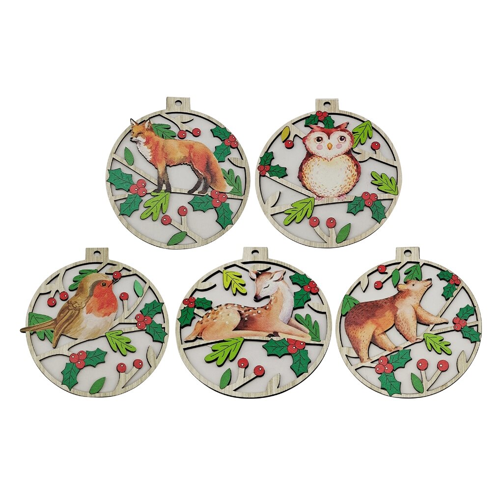 5шт Веселых Рождественских деревянных бирок Круглые фенечки Деревянные щепки Декор Рождественской елки
