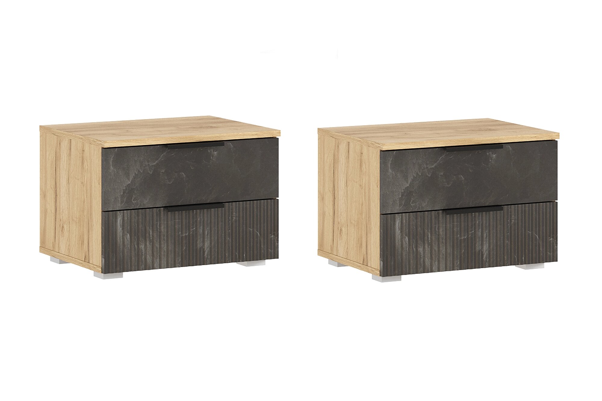 Марвэл Тумбы прикроватные (2 шт) (Мальта грей, Дуб Крафт)