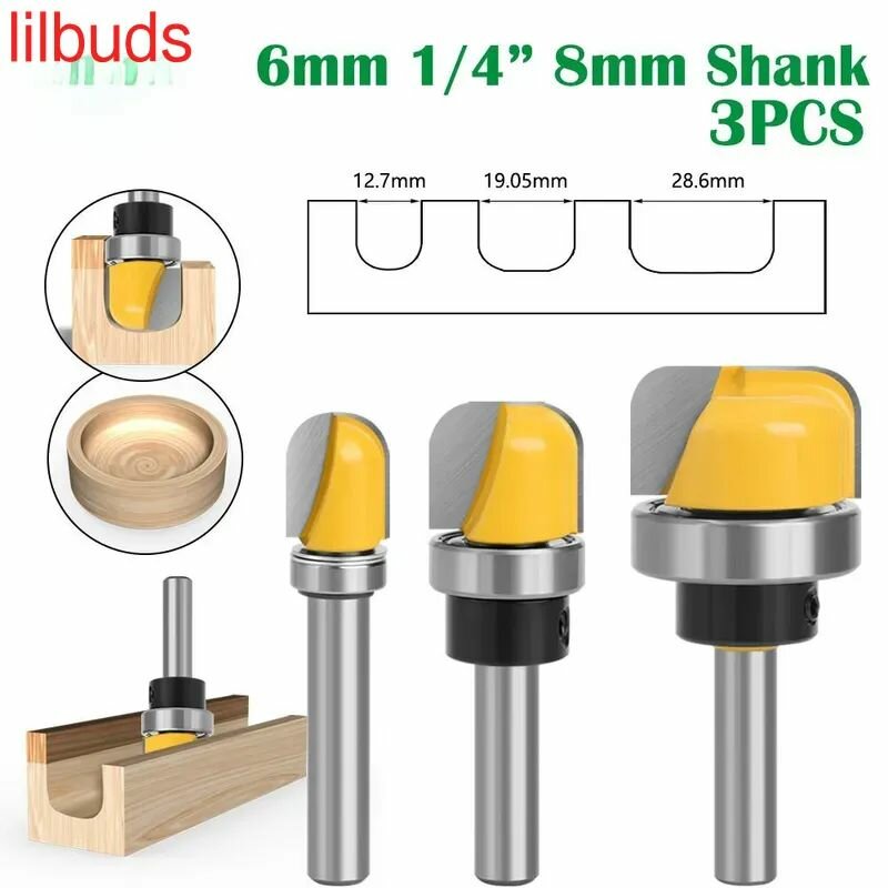 Фреза по дереву для изготовления чаш, менажниц 28.6 X 16 мм, хвостовик 8 мм JGZUI
