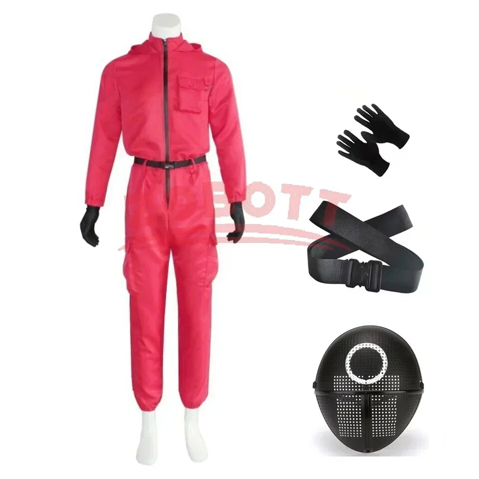 Костюм охранника "Кальмар" красный, Rose red C