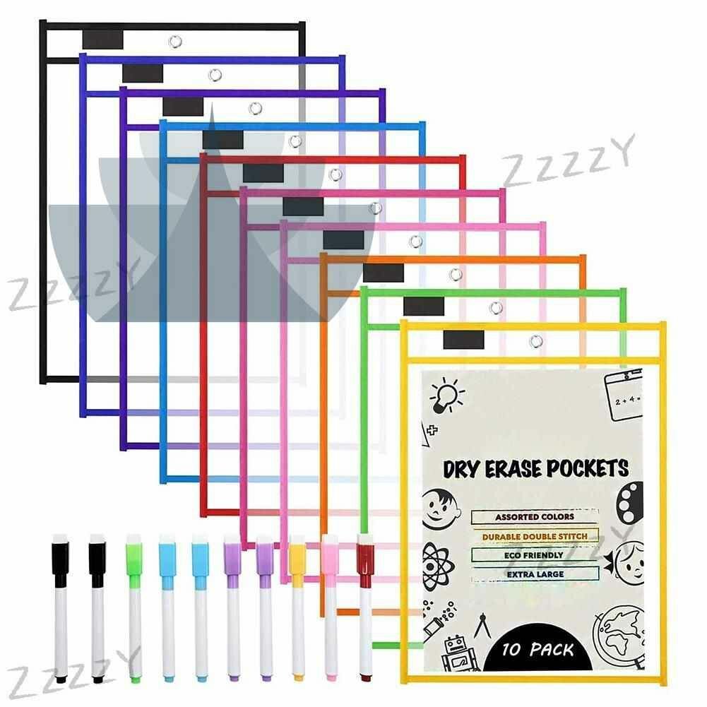 Карманы для сухого стирания, рукава, (10 шт.) Бумажные держатели для билетов формата A4