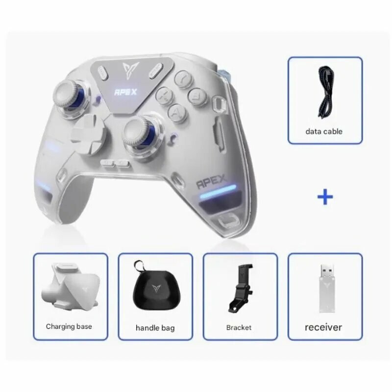 Flydigi APEX 4 Игровой контроллер с обратной связью по силе нажатия, Регулируемый по силе нажатия Джойстик из сплава, полноцветный ЖК-дисплей, Частота отчетов 1000 Гц