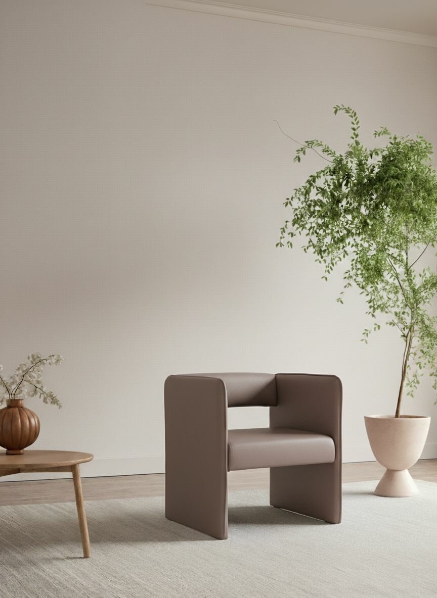 Кресло S-mebel "Меркурий", с подлокотниками, экокожа, бежево-розовое