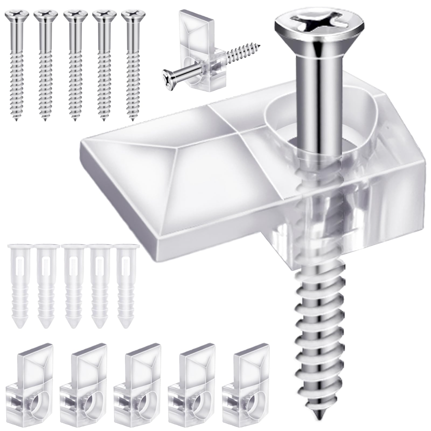32 прозрачных пластиковых клипов для закрепления зеркал, аксессуары для крепления безрамочных зеркал на стену, скобы для поддержки зеркальной поверхности, 32 винта, 32 фиксатора