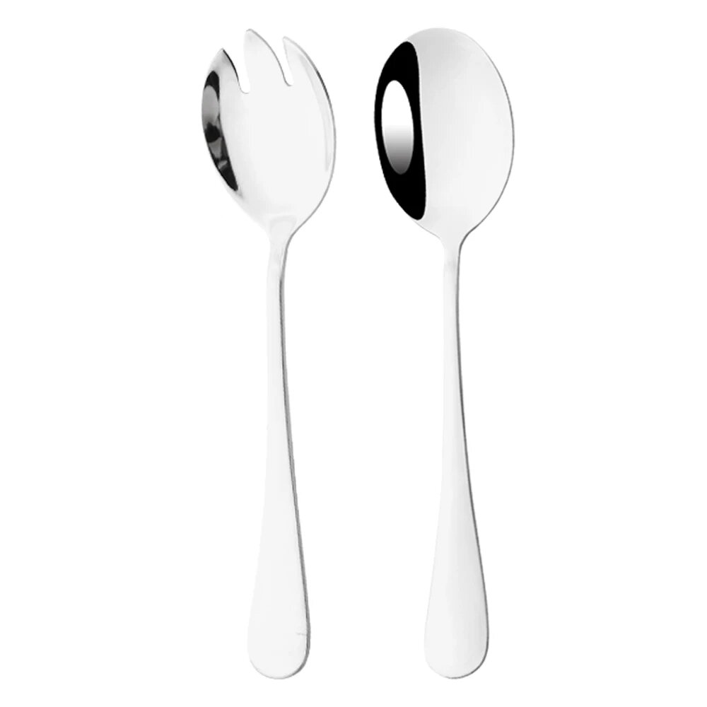 Черный Набор Из 2 Предметов: Ложка И Вилка Для Салата Из Нержавеющей Стали, Экологичная Кухонная Утварь
