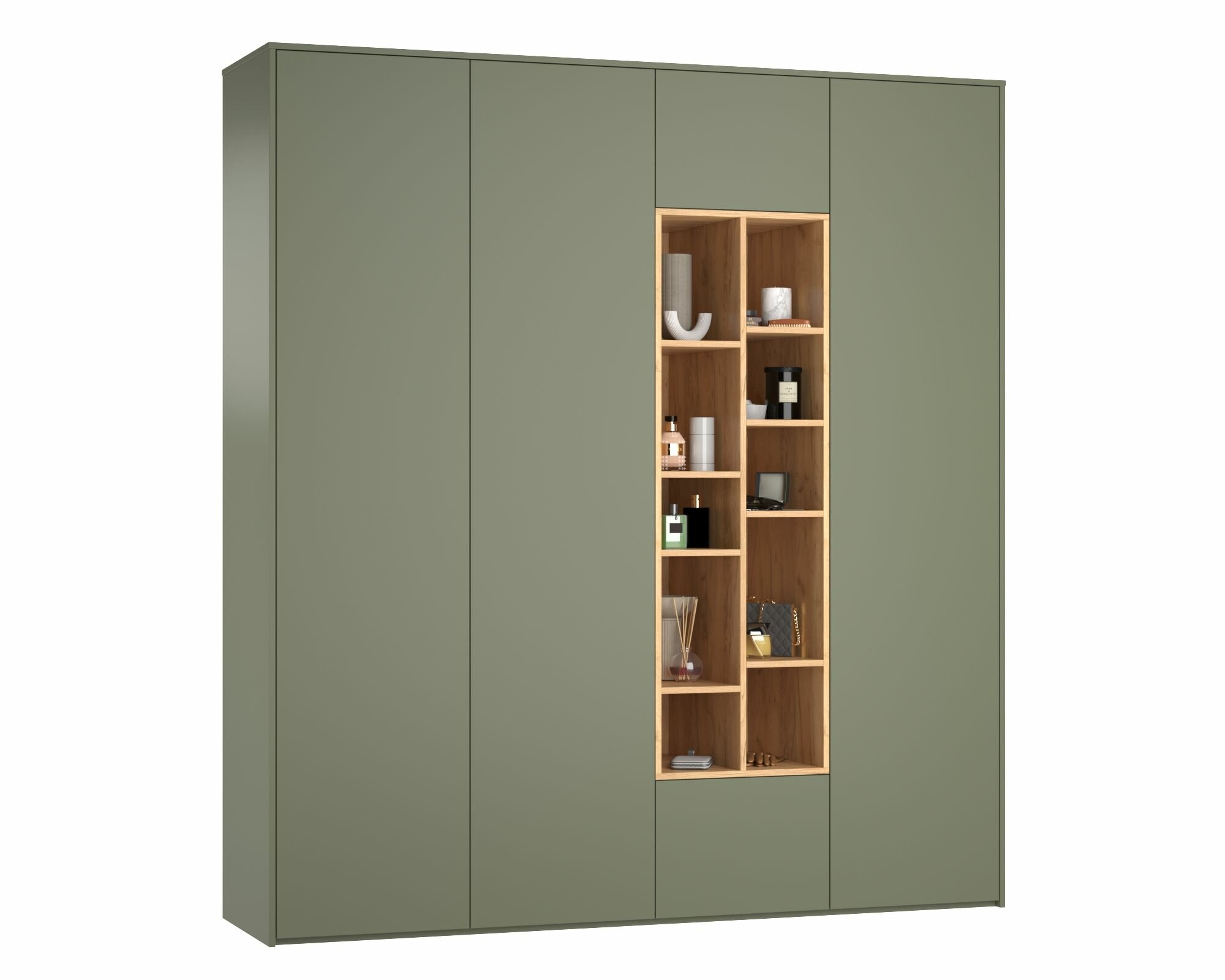 Шкаф распашной для одежды "Рокки 11" 200х220х55 Зеленый дымчатый / Дуб крафт золотой
