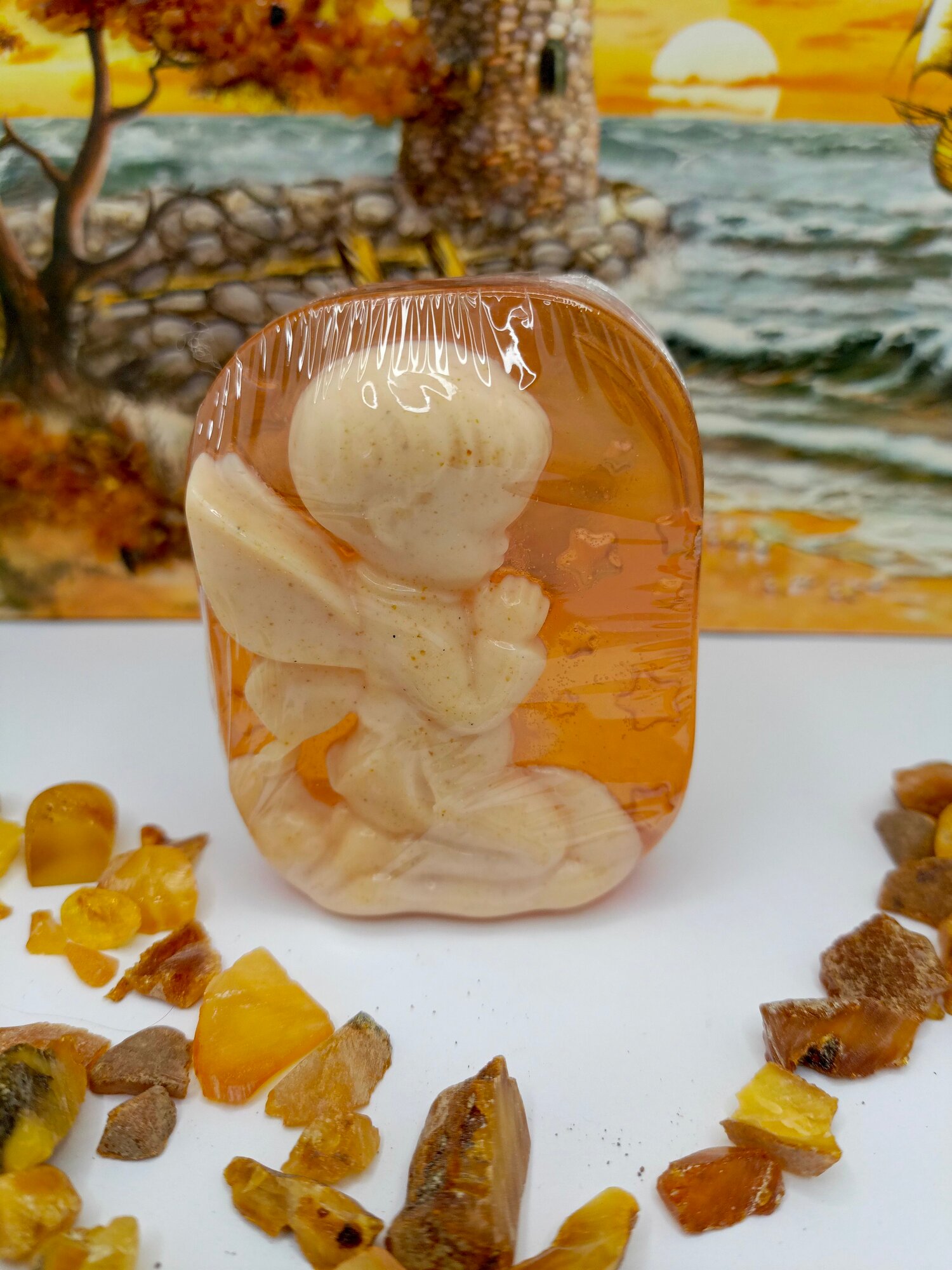 Янтарный Ангел Мальчик сувенирное мыло