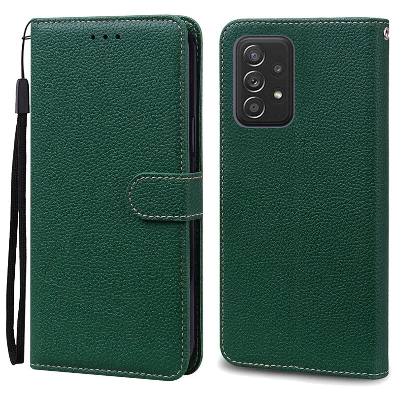 Чехол A52 A52S для Samsung Galaxy A52, кожаный чехол-бумажник, Зеленый, Dark Green, Samsung A52S 5G